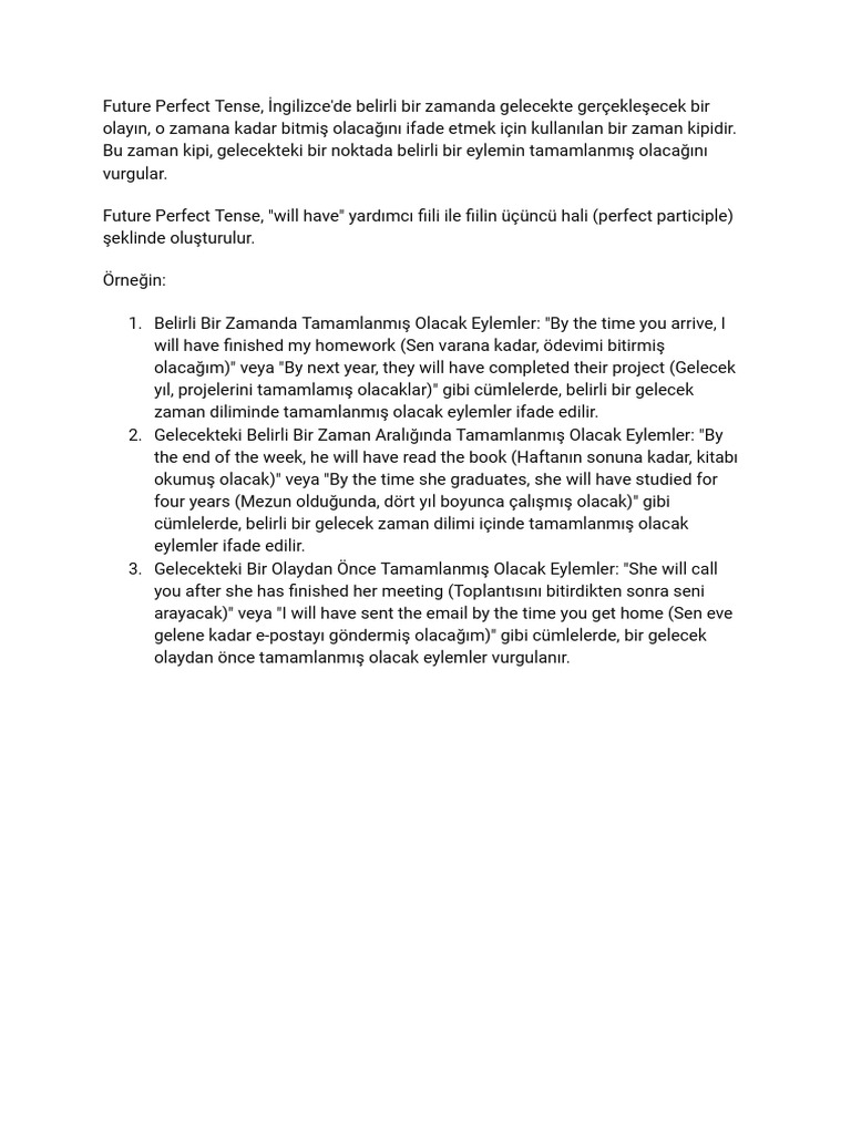 Future Perfect Tense | PDF