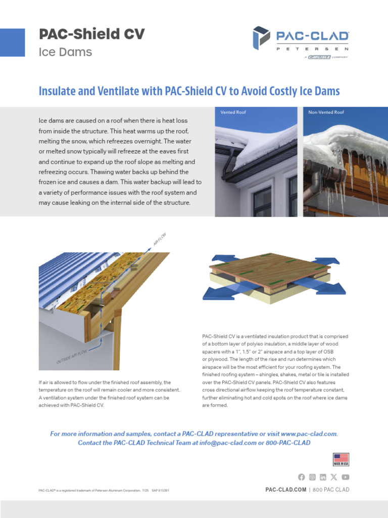 Prevent Ice Dams with PAC-Shield CV | PDF | Roof | Ice
