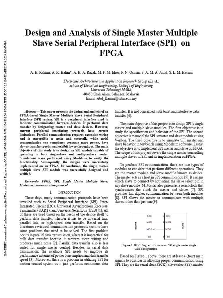 FPGA-Based SPI Master-Slave Design | PDF | Field Programmable Gate ...
