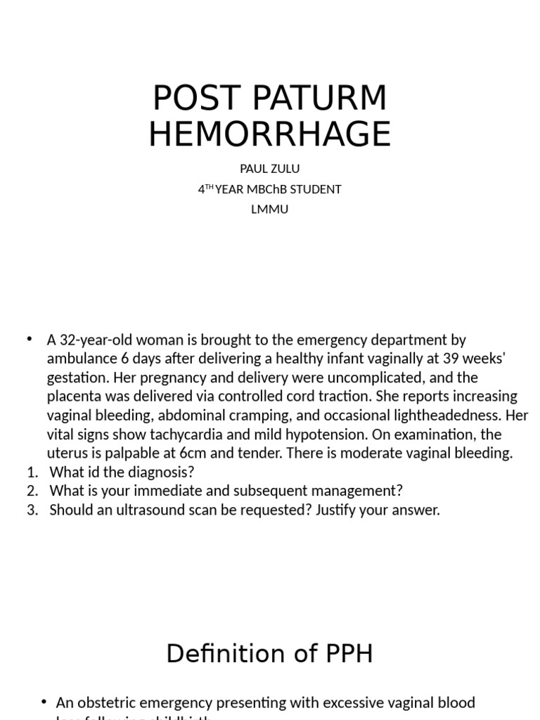 Postpartum Hemorrhage (PPH) . | PDF | Childbirth | Uterus