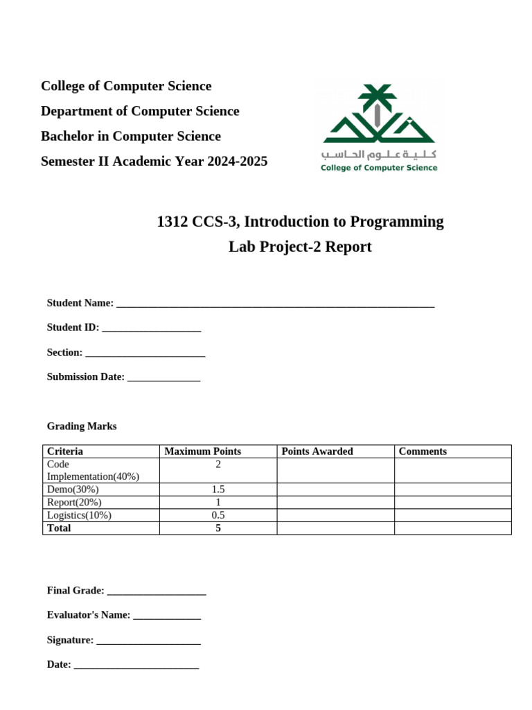 1312 LAB Project-2 | PDF