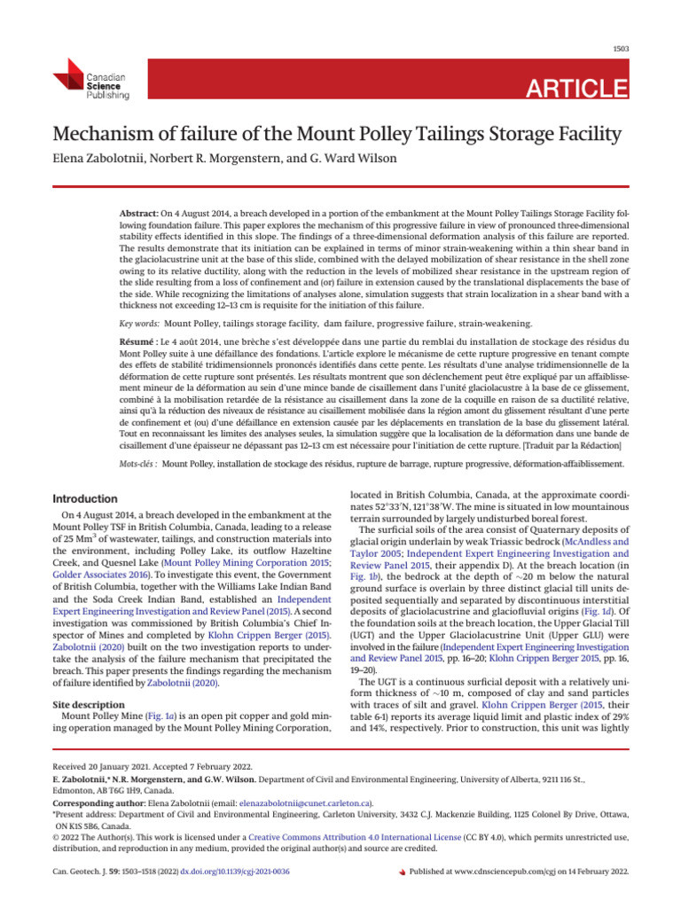 Mount Polley Tailings Failure Analysis | PDF | Strength Of Materials ...