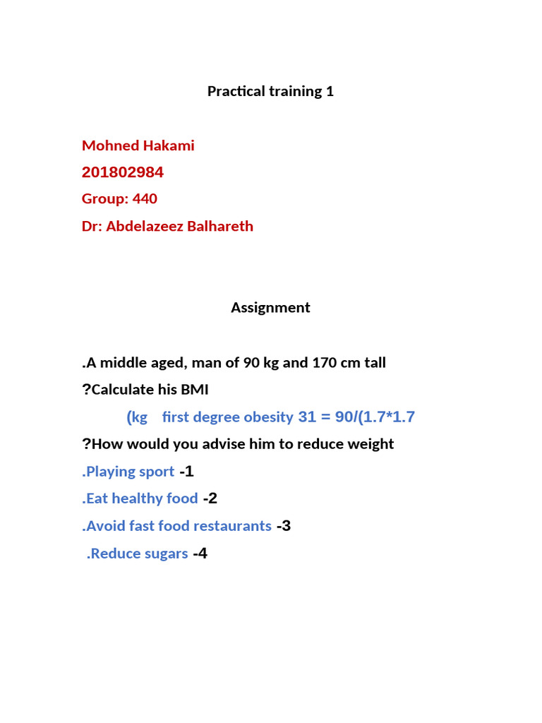Assignment Practical Training 1 | PDF