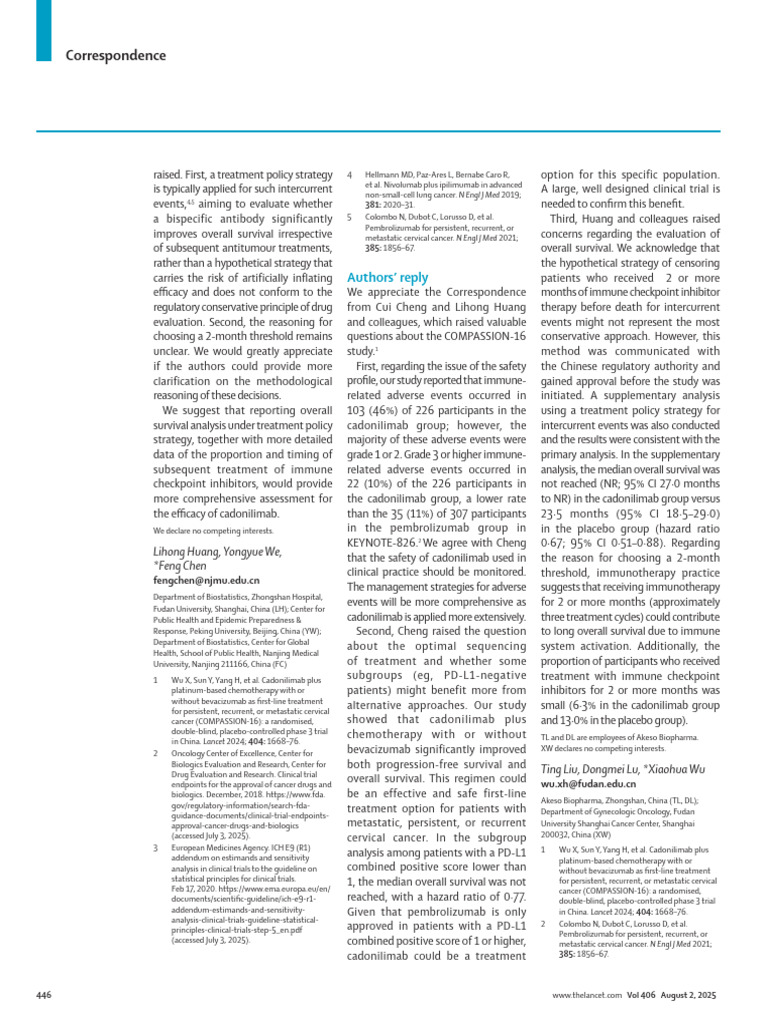 Cadonilimab in Cervical Cancer Treatment | PDF | Medical Specialties ...