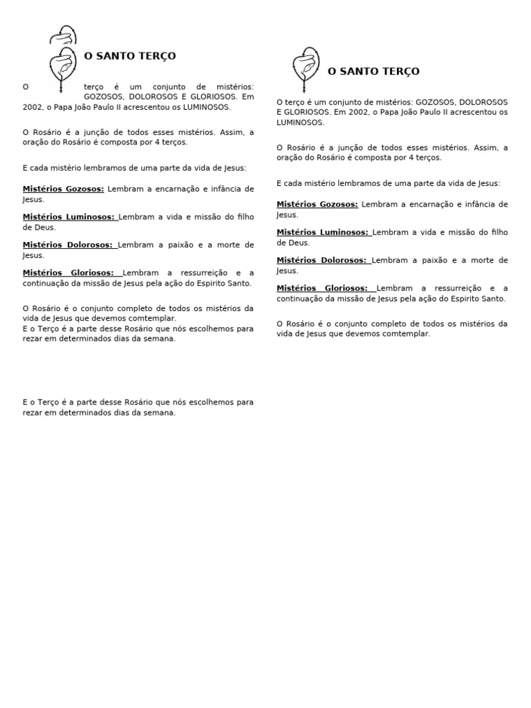 O Santo Terço Pdf Rosário Igreja Católica