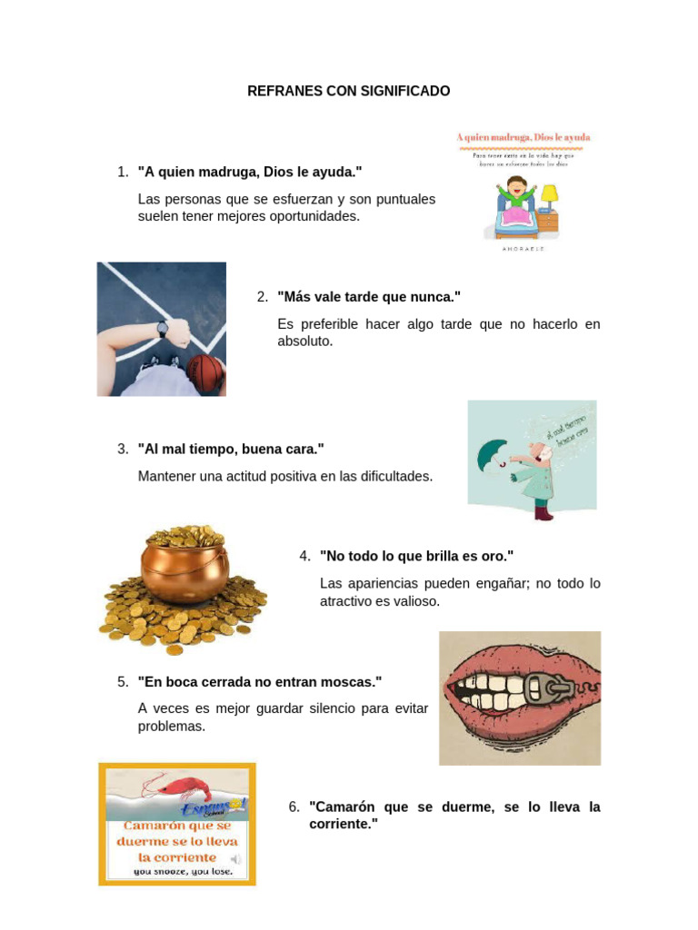 20 Refranes Con Significado | PDF
