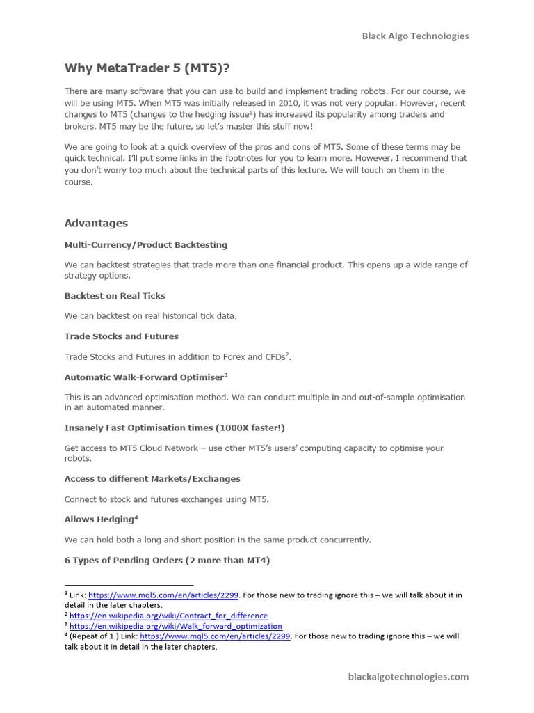 MT5 vs MT4 vs Others and Why FX-1 | PDF | Software | Futures Contract