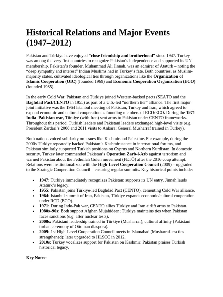 Pakistan-Turkey Relations Overview | PDF | Pakistan | Turkey