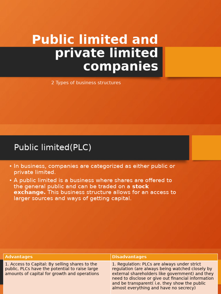 Public vs. Private Limited Companies | PDF | Stocks | Financial Markets