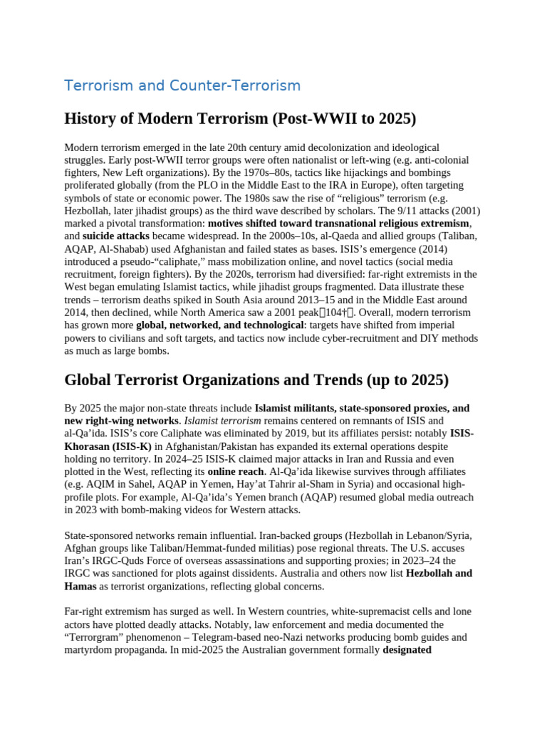 Modern Terrorism Trends and Threats 2025 | PDF | National Security
