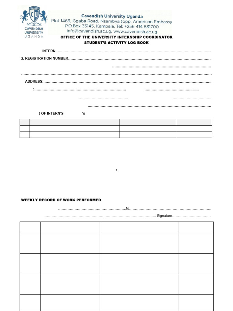 Internship Log Book Template | PDF | Internship | Job Hunting