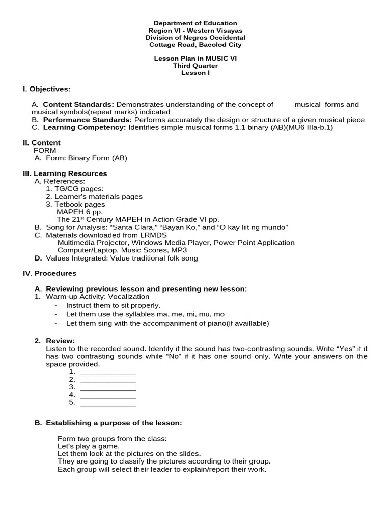 Q3 MUSIC6 MELC Lesson Exemplar | PDF | Musical Instruments | Orchestras