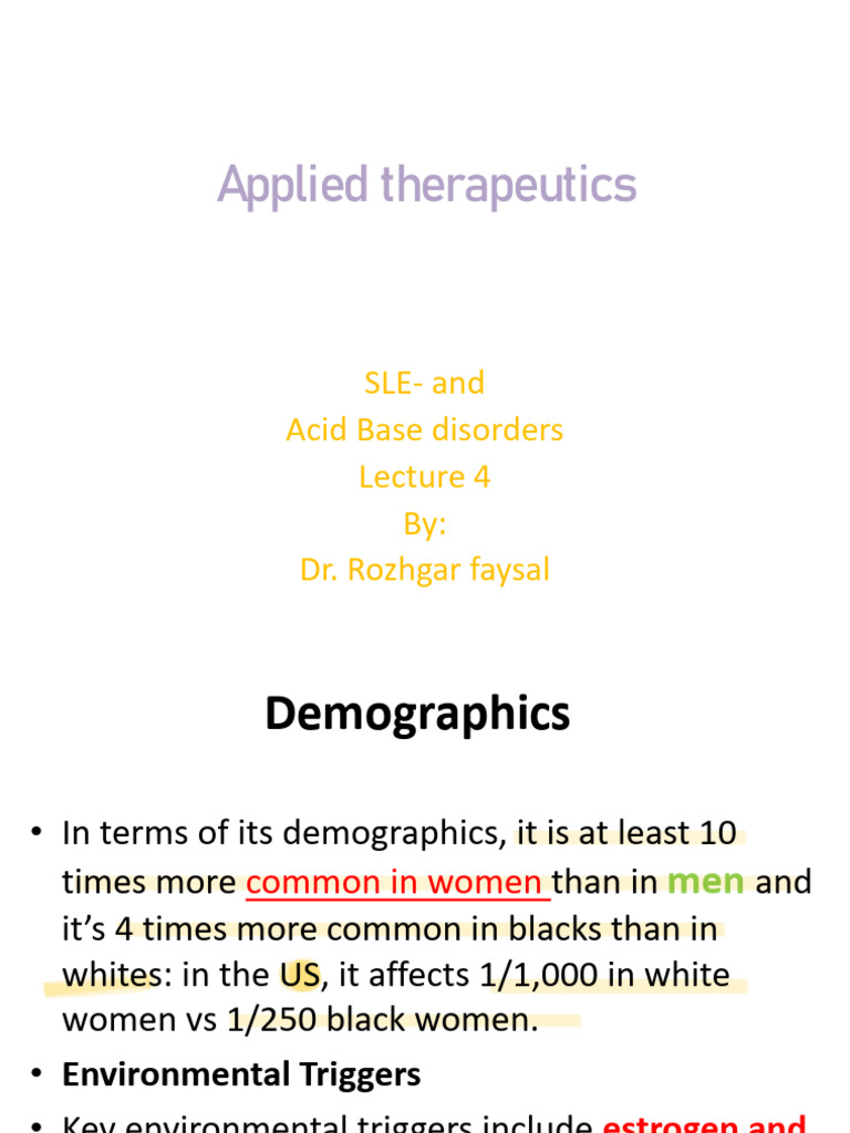 SLE and Acid-Base Disorders Overview | PDF | Medical Specialties ...