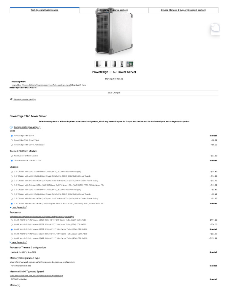 Dell PowerEdge T160 Specifications PDF | PDF | Solid State Drive ...
