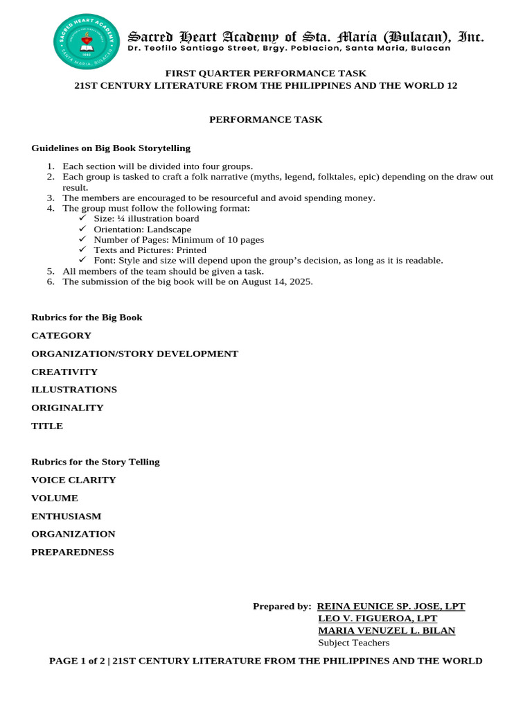 Big Book Storytelling Guidelines | PDF