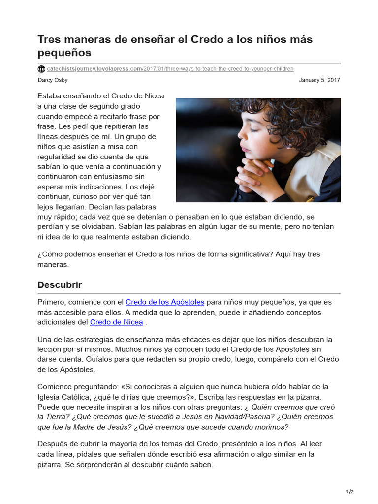 Enseñando el Credo a Niños Pequeños | PDF | La resurrección de Jesús ...