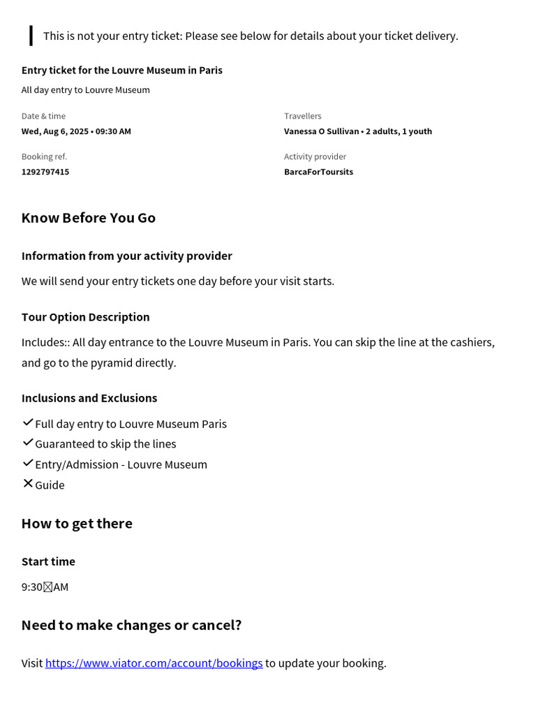 Ticket Viator Vanessa O Sullivan BR 1292797415 1 | PDF