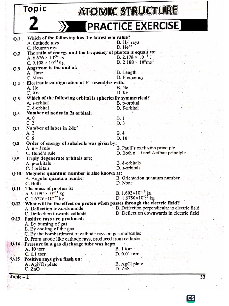 Chapter 2 Atomic Structure | PDF