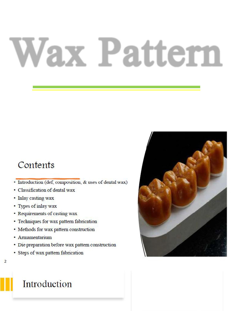 Wax Pattern - Lecture Notes | PDF