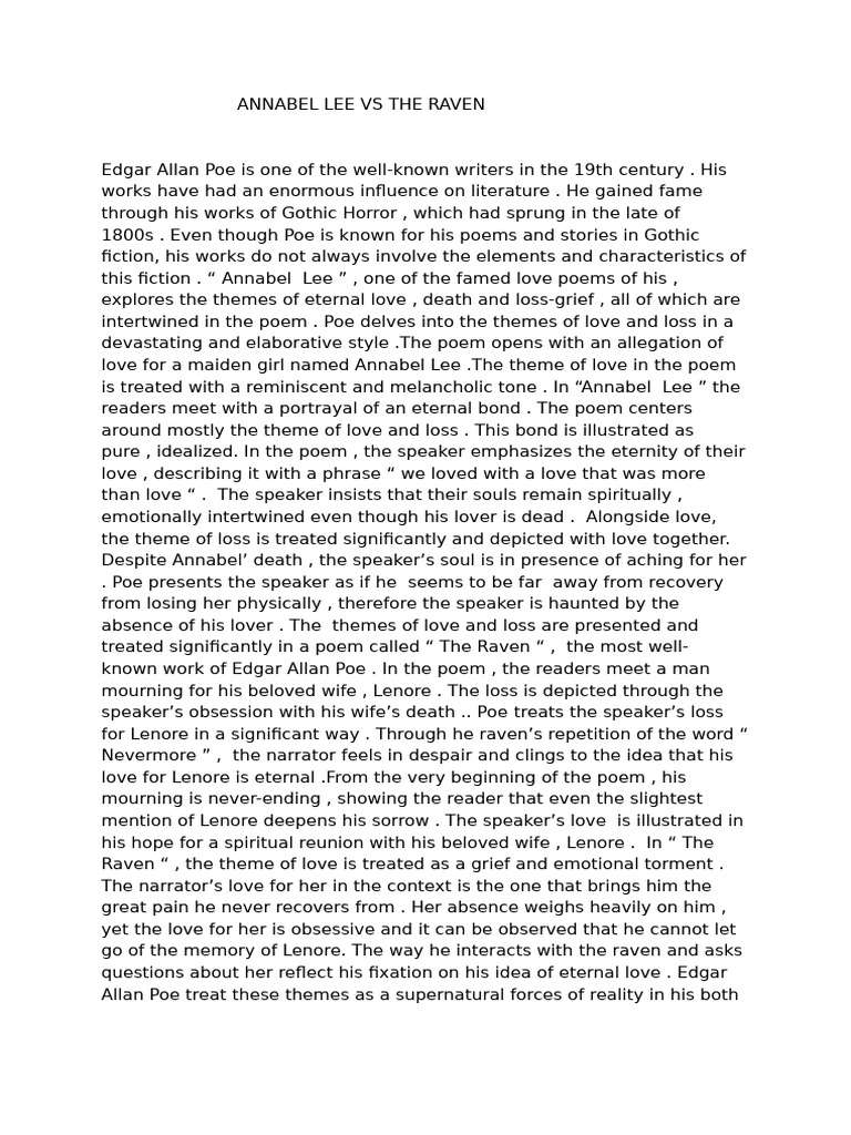 Love and Loss in Poe's Poetry | PDF | The Raven