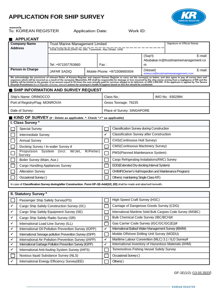 Ship Survey Application for ORINOCCO | PDF | Ships | Safety