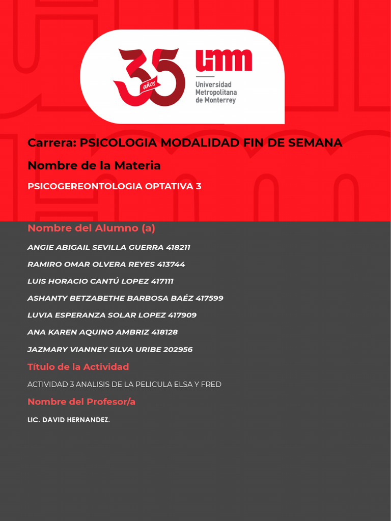 Analisis de La Pelicula | PDF | Vejez | Ciencias del comportamiento