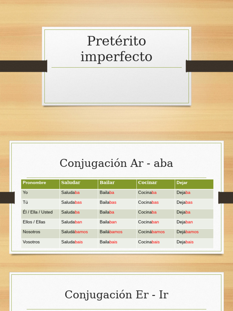 Conjugación del Pretérito Imperfecto | PDF