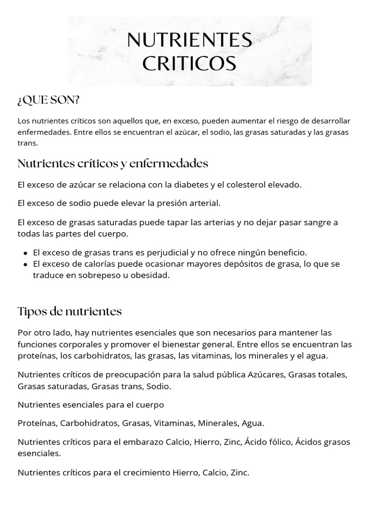 Nutrientes Críticos | PDF