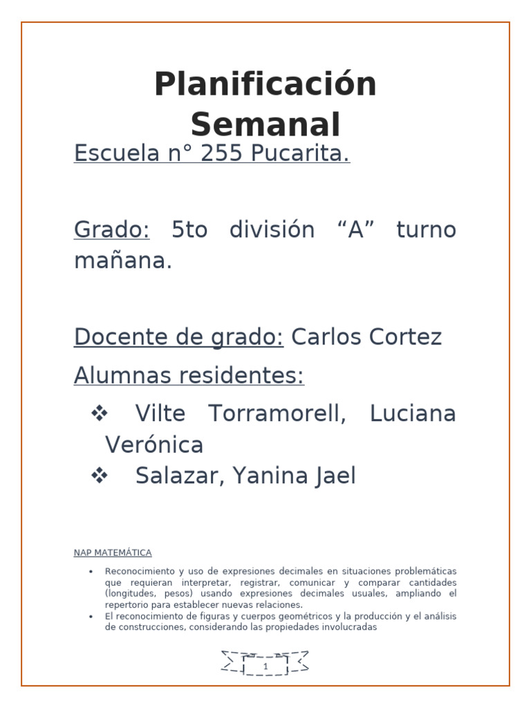 Planificación Semanal 5to Grado A | PDF | Riñón