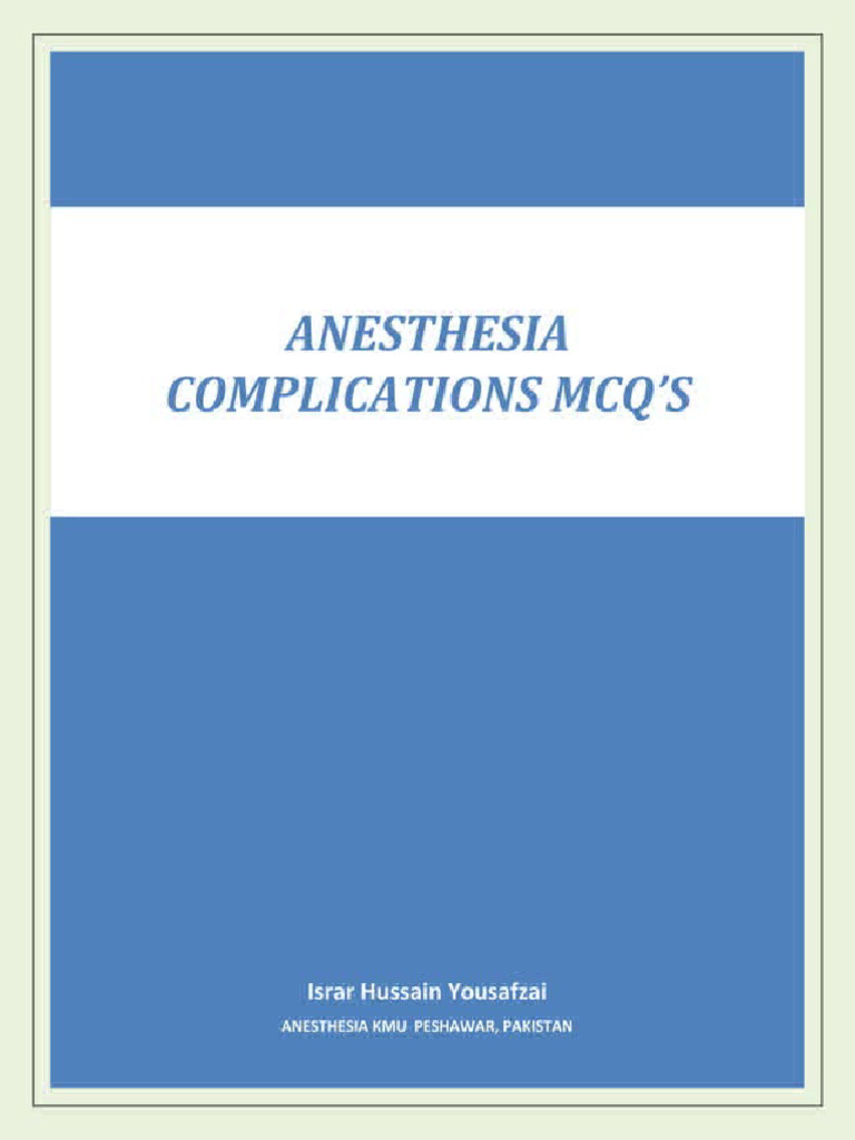 Anesthesia Complications MCQ | PDF