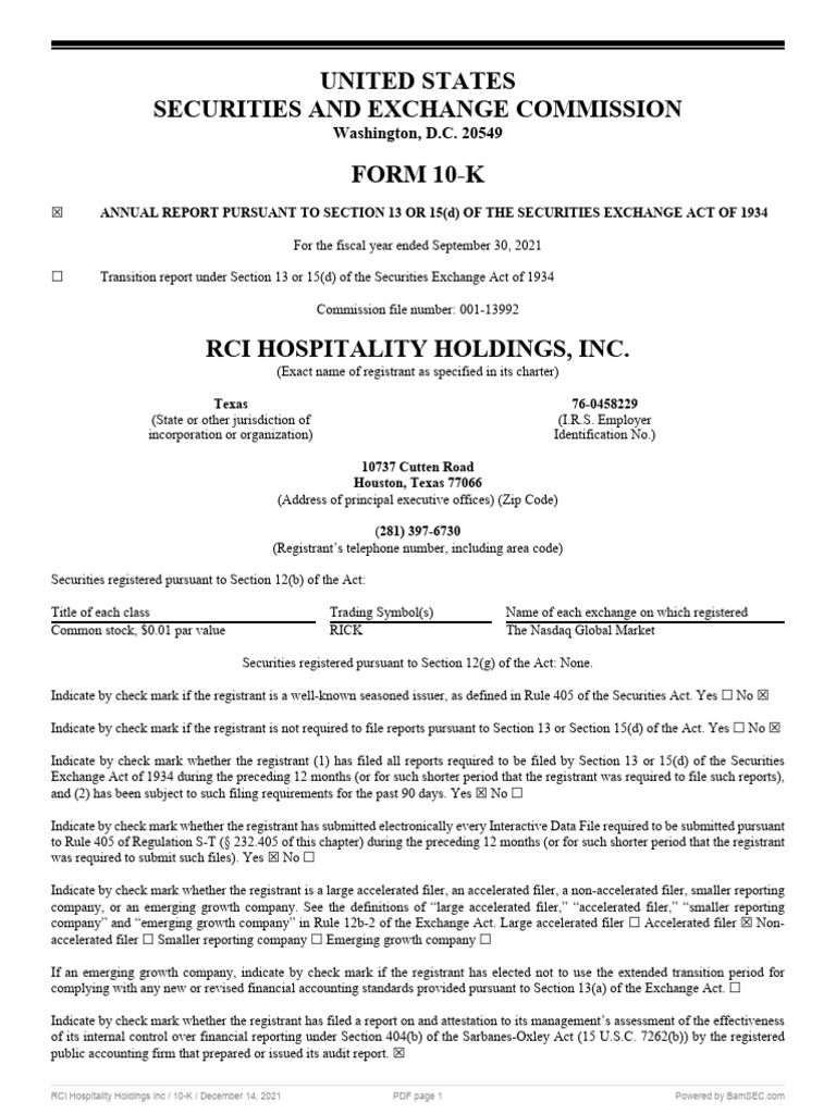 Rick 10K 2021 | PDF | Goodwill (Accounting) | Employment