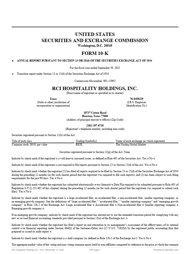 Rick 10K 2022 | PDF | Goodwill (Accounting) | Stocks