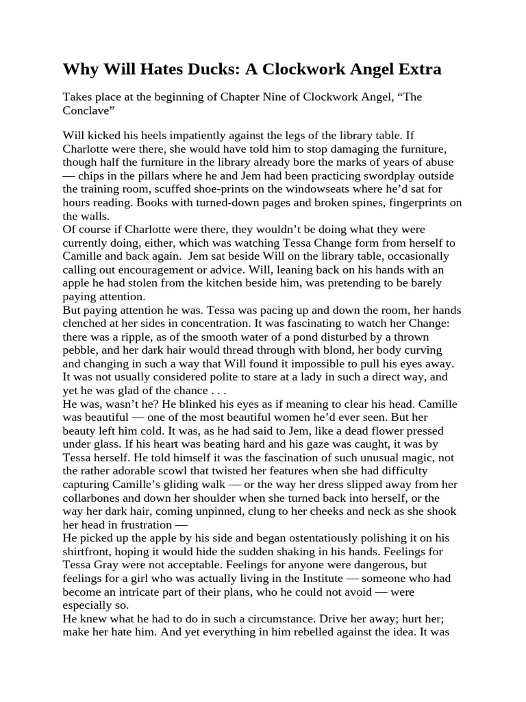 Why Will Hates Ducks A Clockwork Angel Extra | PDF