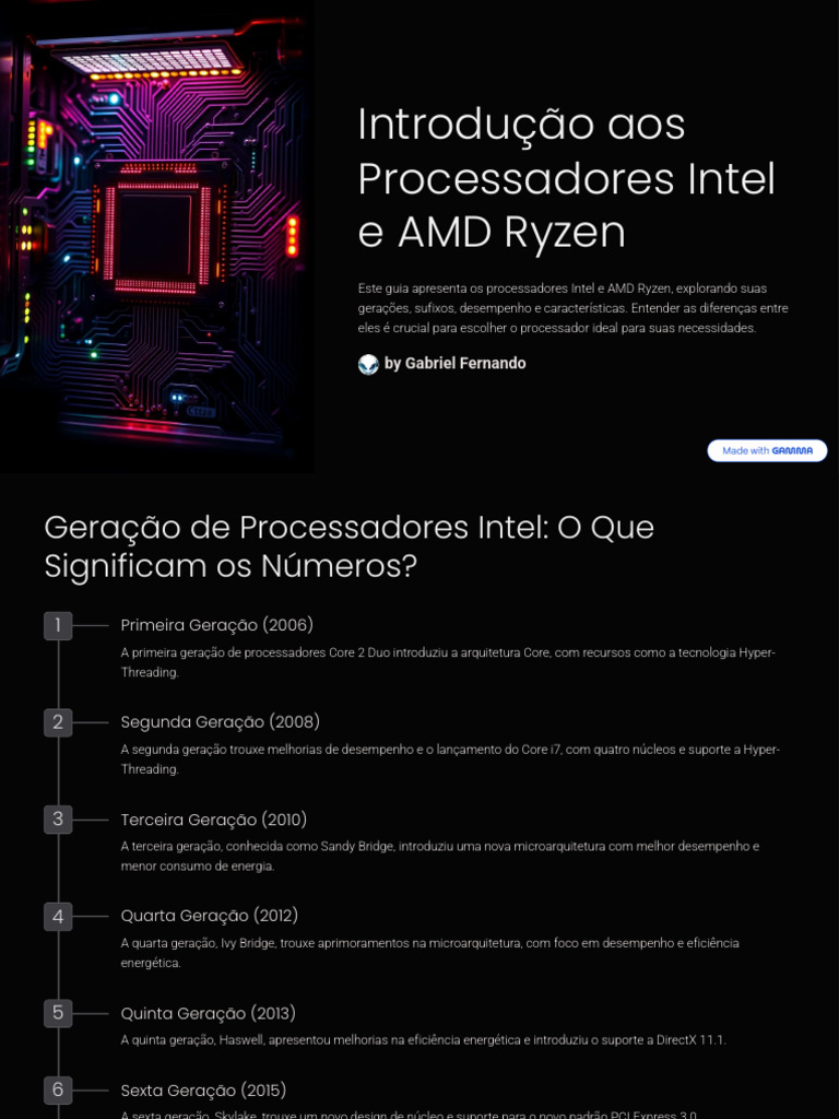 Introducao Aos Processadores Intel e AMD Ryzen | PDF | Arquitetura de ...