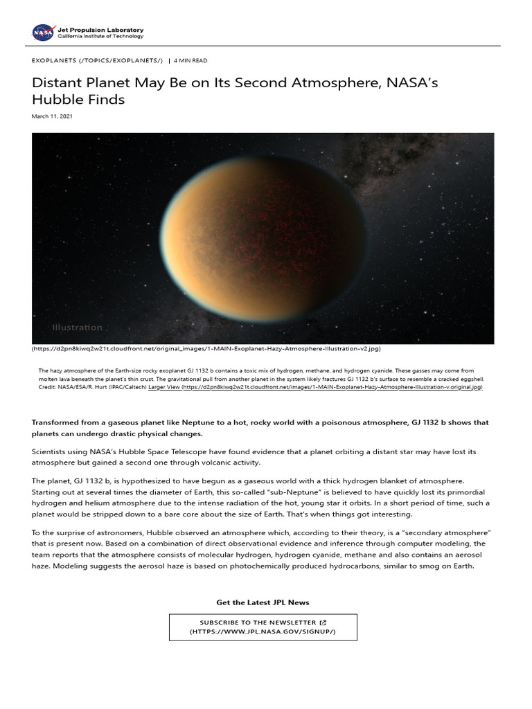 Distant Planet May Be On Its Second Atmosphere, NASA's Hubble Finds ...