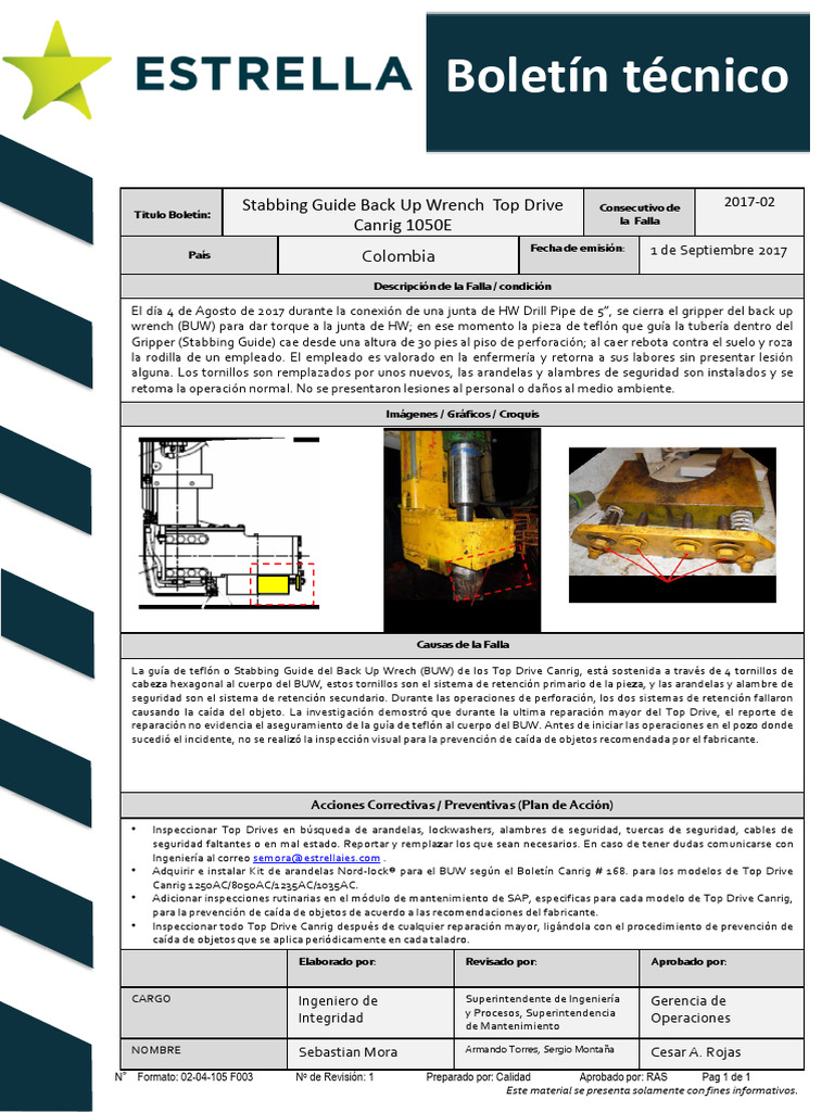 Boletin Tecnico 2017-02 Stabbing Guide | PDF