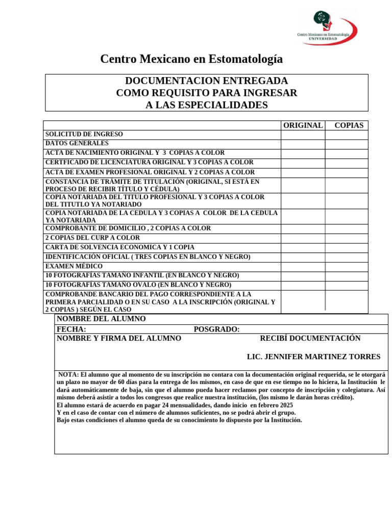 DOCUMENTACION ENTREGADA Posgrado | PDF