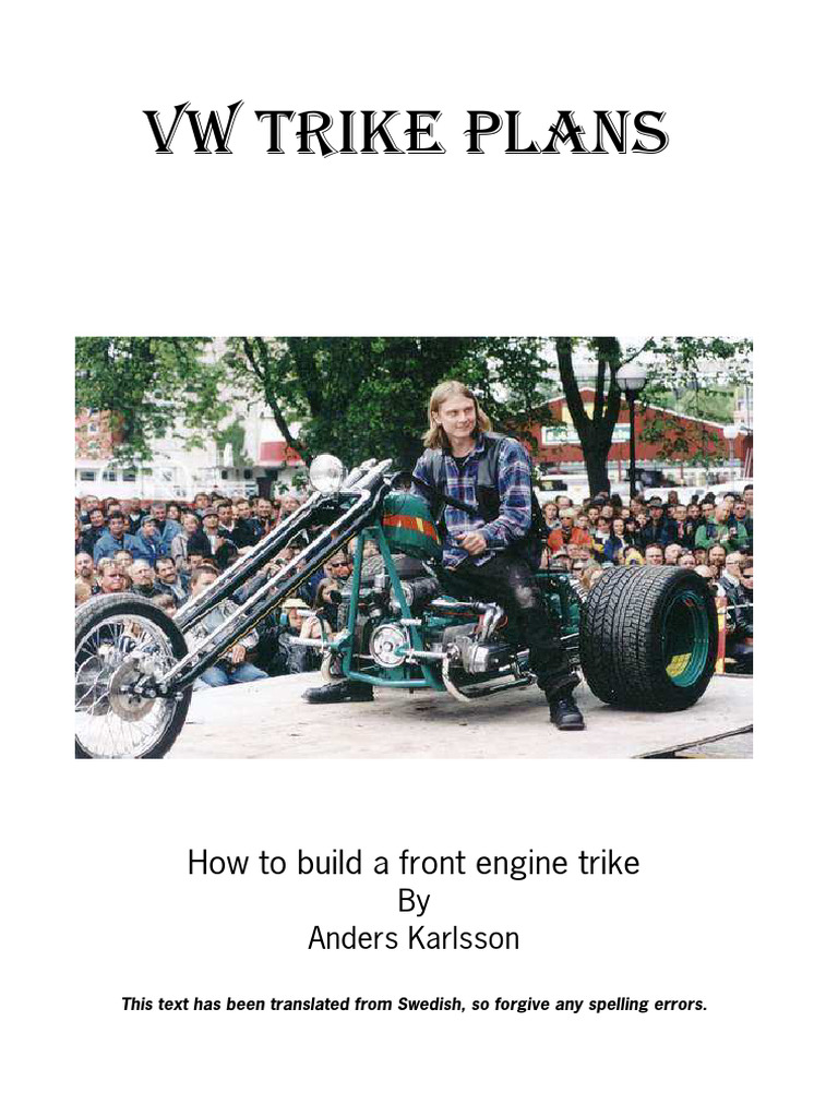 VW Trike Building Guide | PDF | Axle | Vehicles