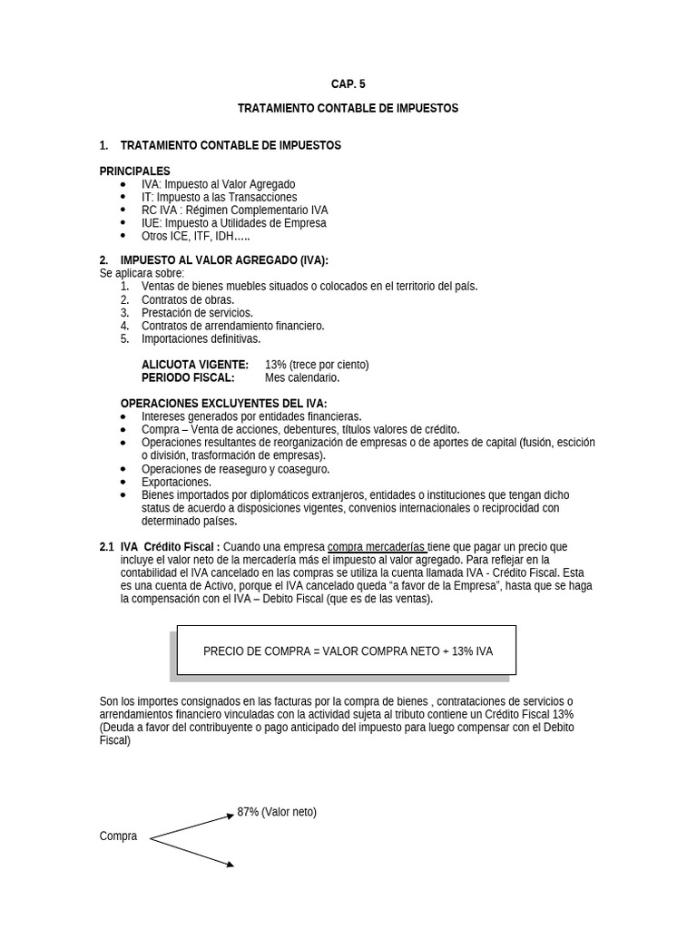 Cap 4. Tratamiento Contable de Impuestos | PDF | Impuesto al valor agregado | Contabilidad