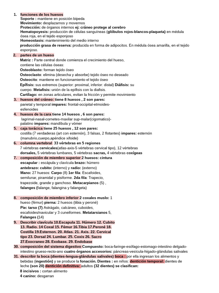 Funciones y Estructura de los Huesos y Órganos | PDF | Ventrículo ...