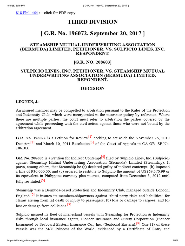 Arbitration Dispute: Sulpicio vs. Steamship | PDF | Alternative Dispute ...
