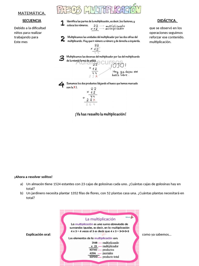 Estrategias de Multiplicación en Clase | PDF