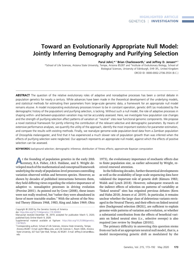 Toward An Evolutionarily Appropriate Null Model: Jointly Inferring ...