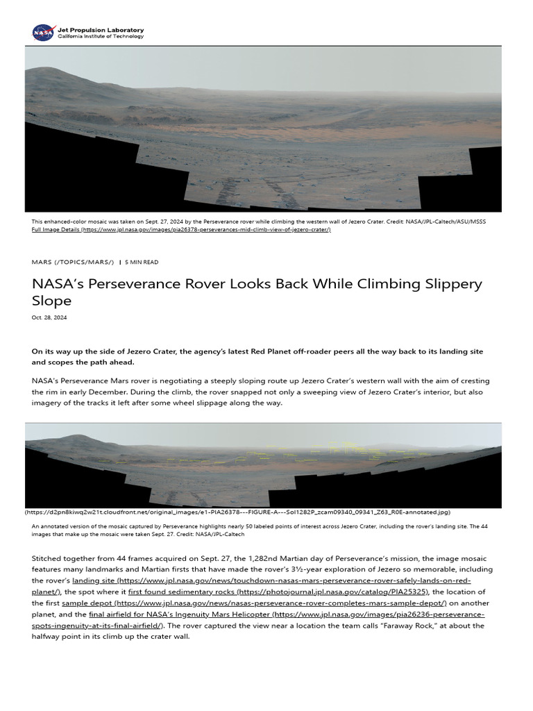 NASA's Perseverance Rover Looks Back While Climbing Slippery Slope ...