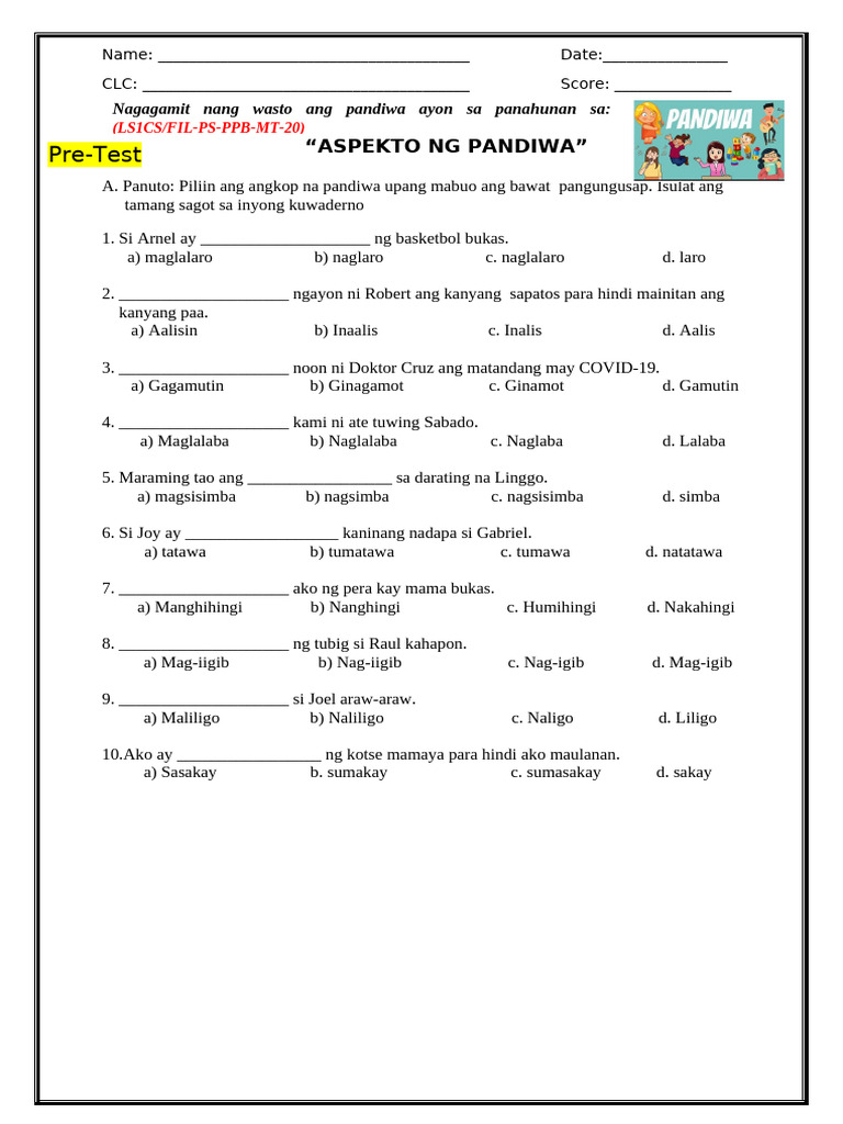 1-ASPEKTO NG PANDIWA-worksheets | PDF
