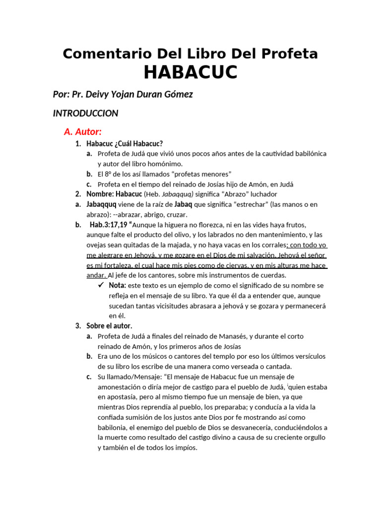 Comentario sobre el Profeta Habacuc | PDF | Libros del Antiguo ...