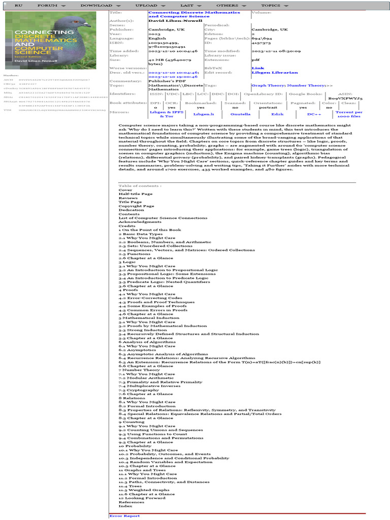 Library Genesis David Liben-Nowell - Connecting Discrete Mathematics ...