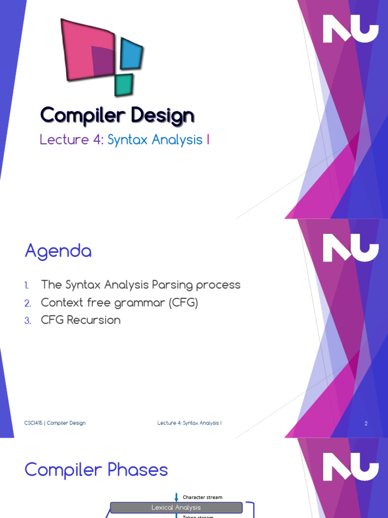 CSCI 415 Lecture 4 Syntax Analysis I | PDF | Parsing | Syntax