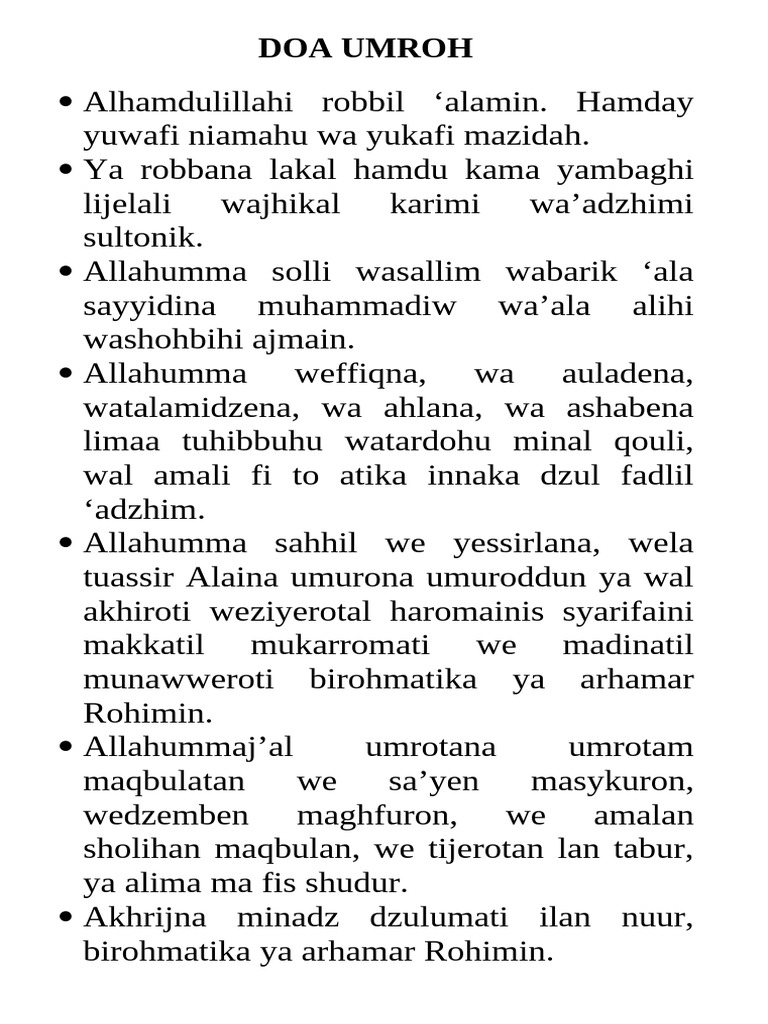 Doa Umroh: Panduan dan Amalan | PDF
