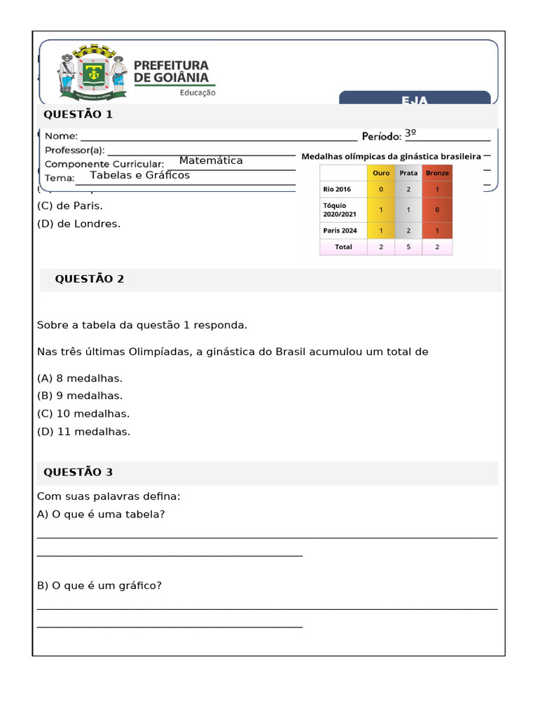 Atividades de Tabelas e Gráficos EJA | PDF | Educação para adultos ...